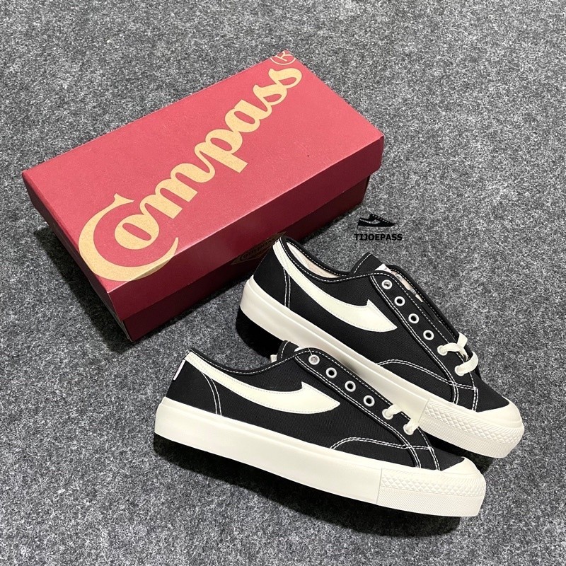 Jual PROMO [ORIGINAL] Sepatu Compass Gazelle Low Black White | Shopee ...