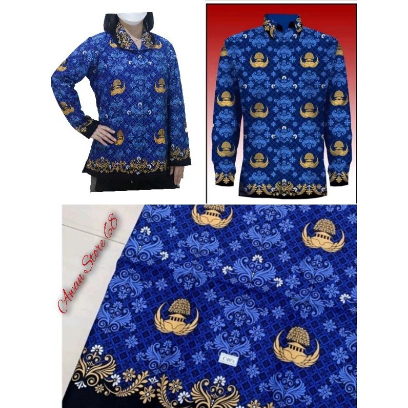 Jual Seragam Baju KORPRI Full Furing Terbaru 2022 Kerah Hitam Batik KORPRI Baju Dinas PNS Pria ...