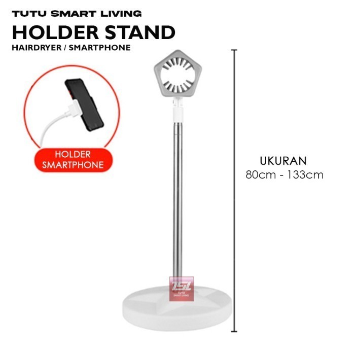 Jual Holder Stand Hairdryer/HP/blower Standing/tiang penyangga hairdryer - HITAM 80-133CM ...