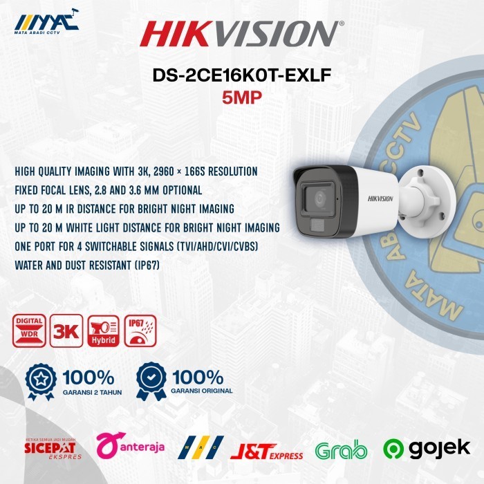 Jual Kamera CCTV HD Hikvision DS-2CE16K0T-EXLF Smart Hybrid Camera 5 MP | Shopee Indonesia