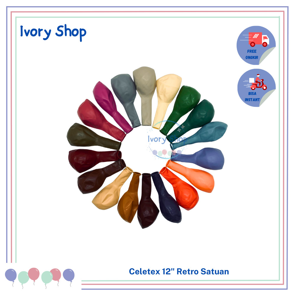 Jual Balon Latex Celetex Retro Vintage Satuan 12 inch | Shopee Indonesia