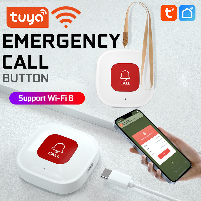 Jual Tuya WiFi SOS Alarm Button Battery Rechargeable Elderly Emergency Panic Button Old Man ...