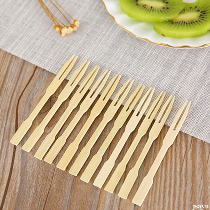 Jual 100pcs Garpu buah / bambu garpu buah / Garpu Buah Stik Bambu ...
