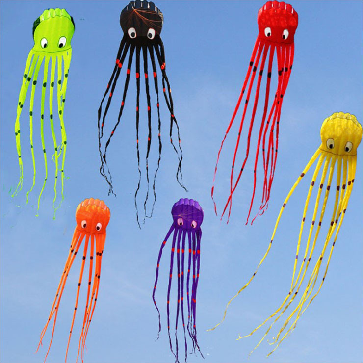 Jual 3D 8m soft octopus kite for kids with handle inflatable kites show ...