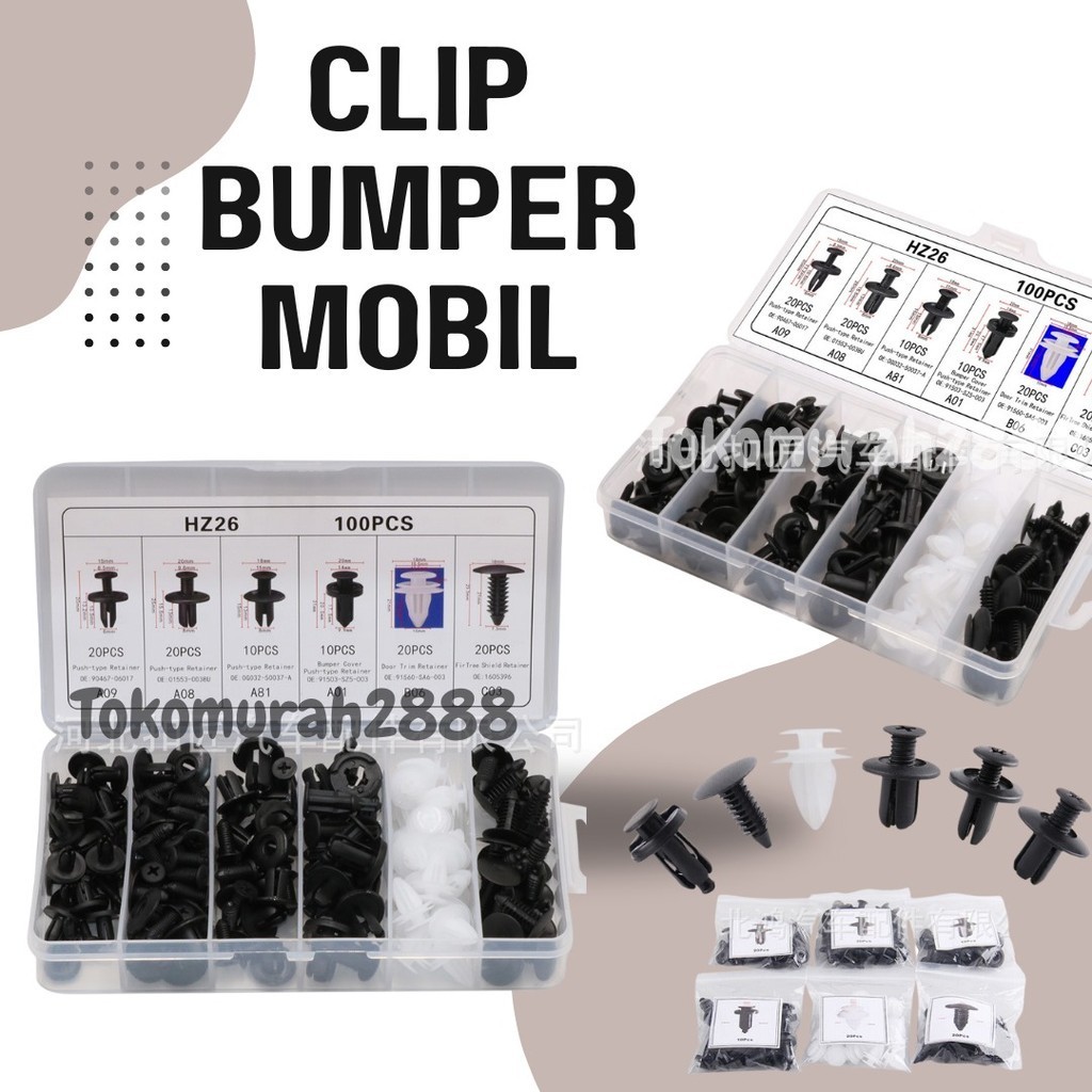 Jual 100 pcs Auto Fastener Clip Mixed Car Body Push Retainer Pin Rivet ...