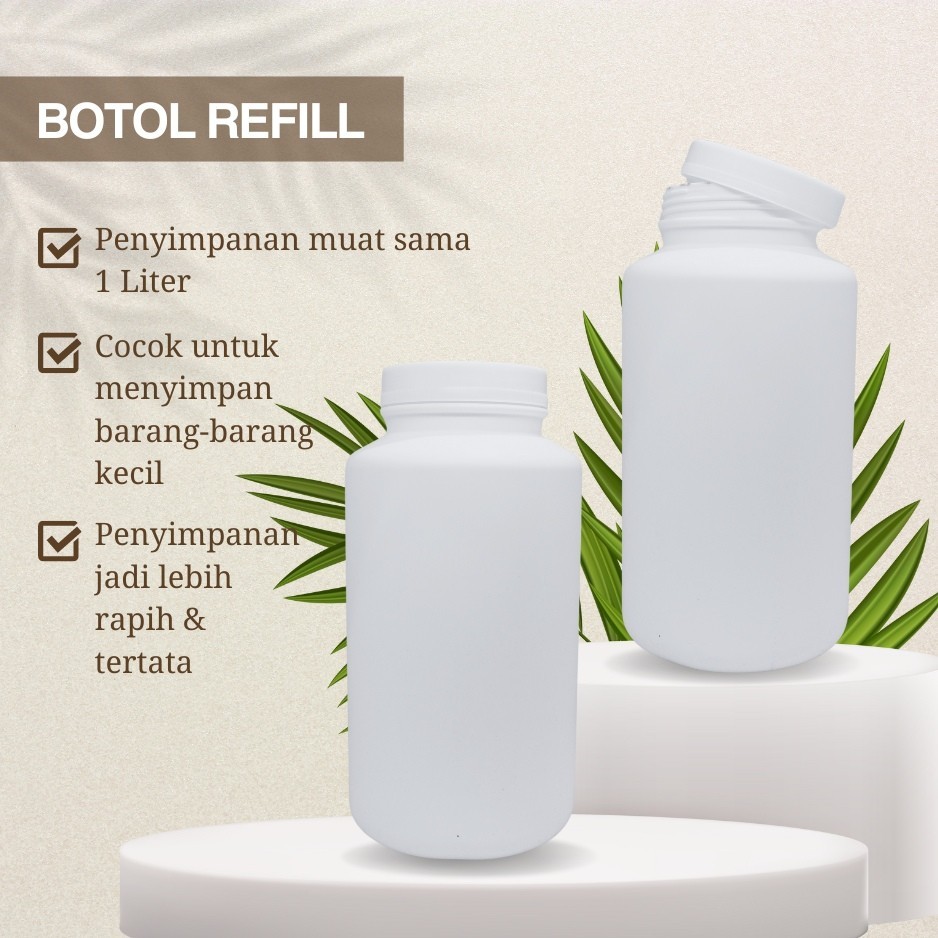 Jual Wide Mouth Bottle Botol Plastik HDPE Wadah Packing 1000 ML Warna ...