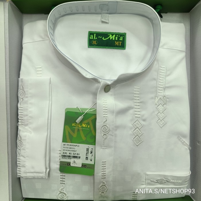 Jual Baju Koko Jumbo Almia MT TR 297 Putih Lengan Panjang Los Al-Mia ...