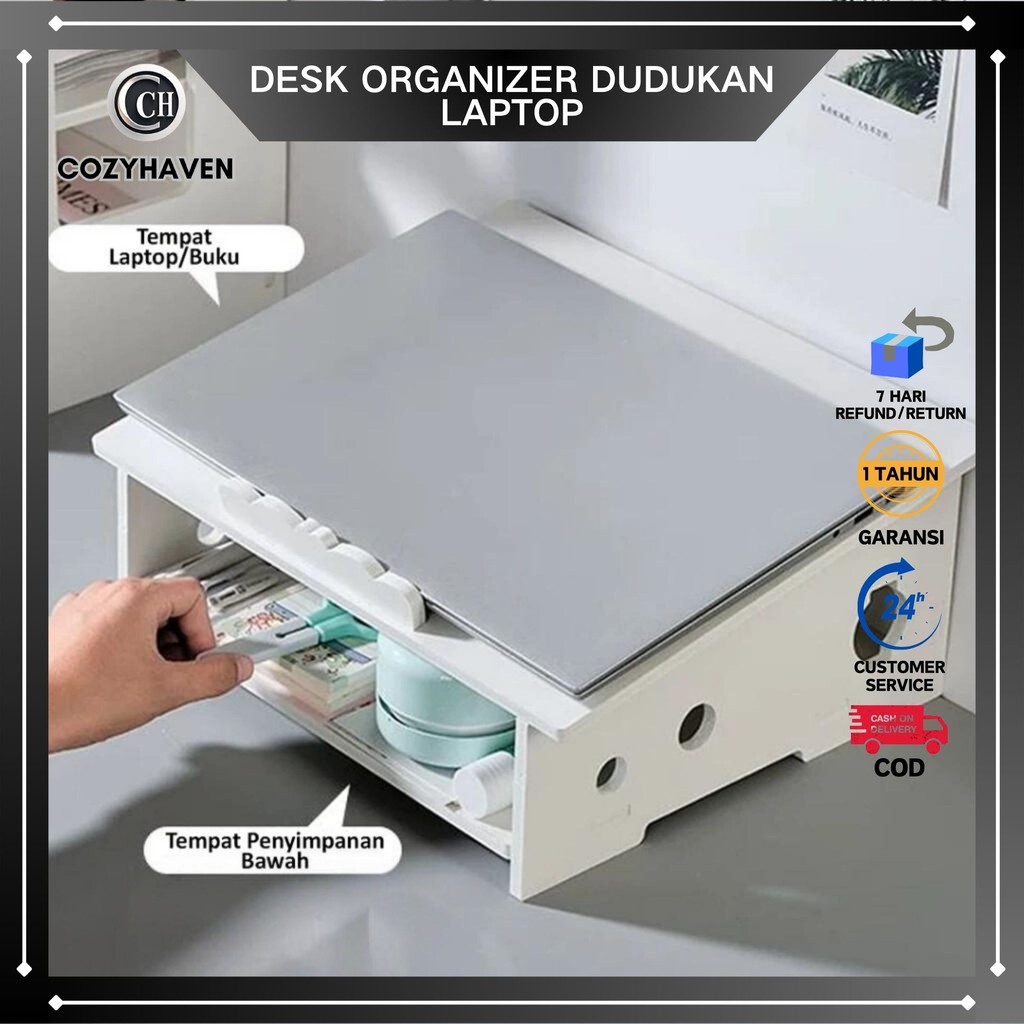 Jual CozyHaven - Tatakan Laptop dengan Rak Organizer Multifungsi Tempat ...
