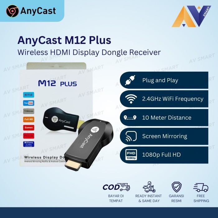 Jual AnyCast M12 Plus HDMI Wireless Display Dongle 1080p Screen ...