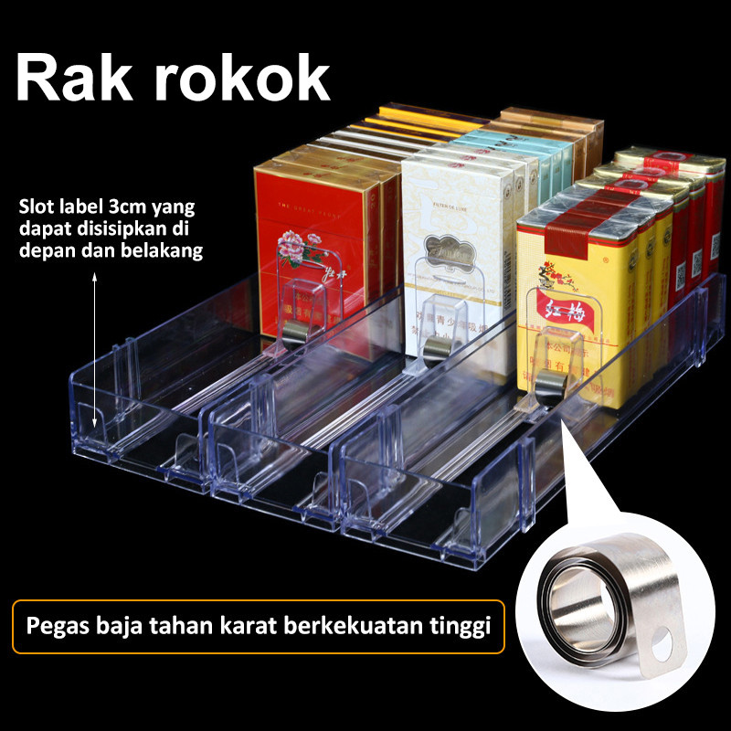 Jual 6Pcs RAK ROKOK PUSHER Display ACRILIK BENING OTOMATIS Minimarket ...