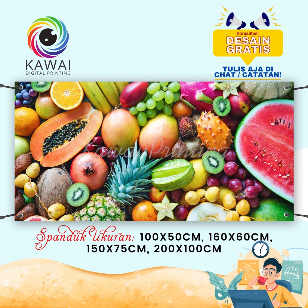 Jual Spanduk Banner MMT Aneka Buah-Buahan Segar Fresh Rekuest 200x100 ...