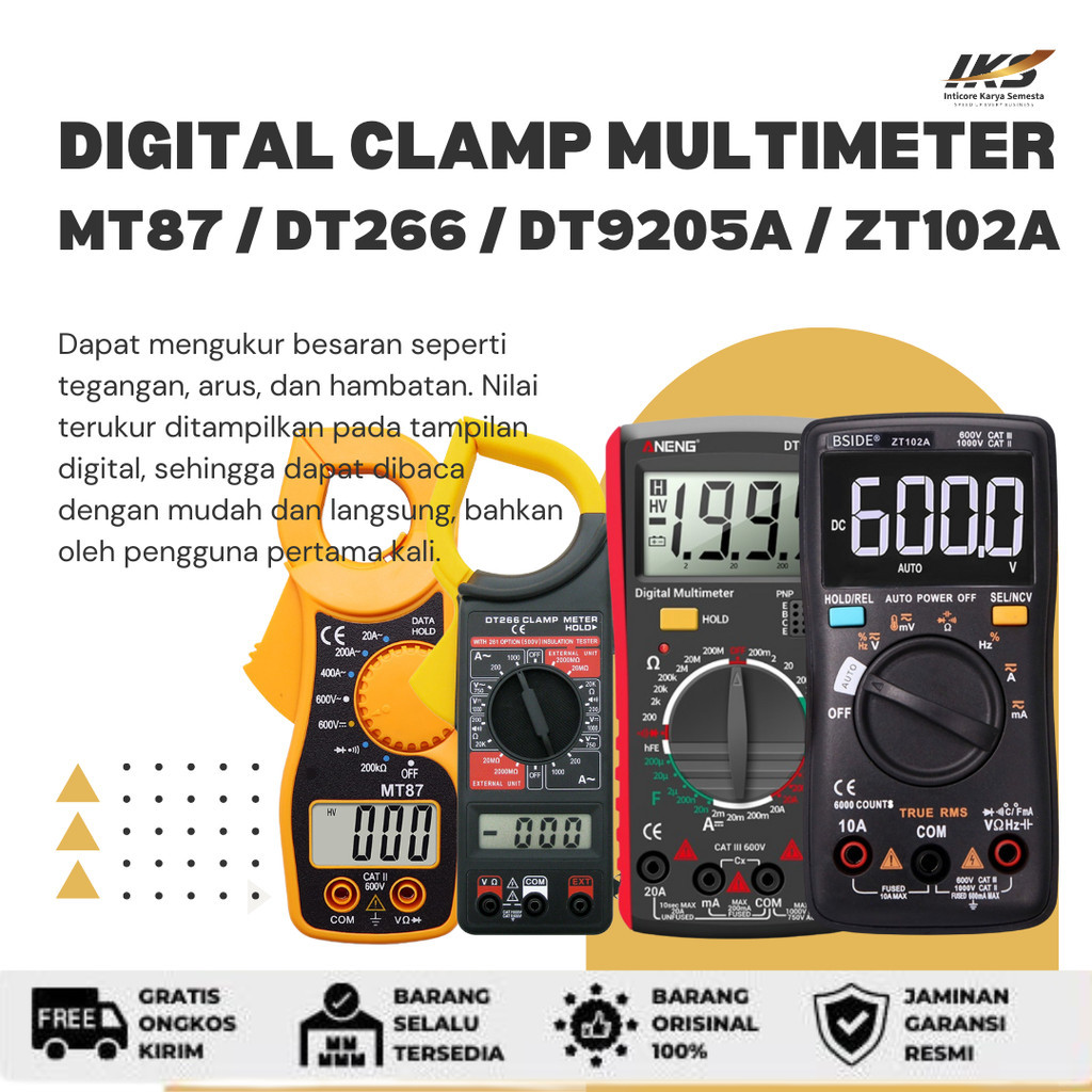 Jual Digital Clamp MultiMeter MT87 / DT266 / DT9205A / ZT102A / ST201 | Shopee Indonesia