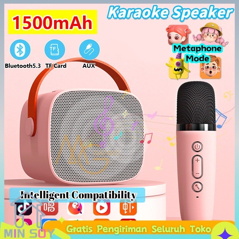 Jual 【COD】Mini Karaoke Speaker Bluetooth Bass 2Mic Karaoke Bluetooth ...