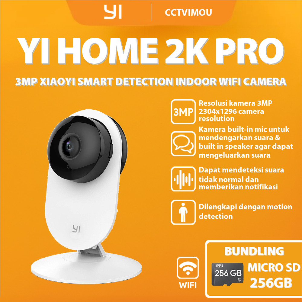 Jual YI HOME 2K PRO 3MP XIAOYI 2WAY AUDIO DETECTION INDOOR WIFI CAMERA FREE MICRO SD 256GB ...