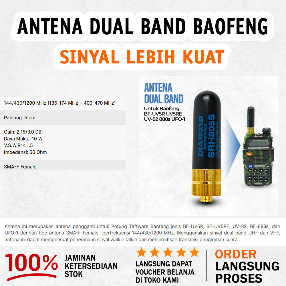 Jual Antena Walkie Talkie | Dual Band BF-UV5R BF-UV5RE UV-82 BF-888s UFO-1 - Black | Shopee ...