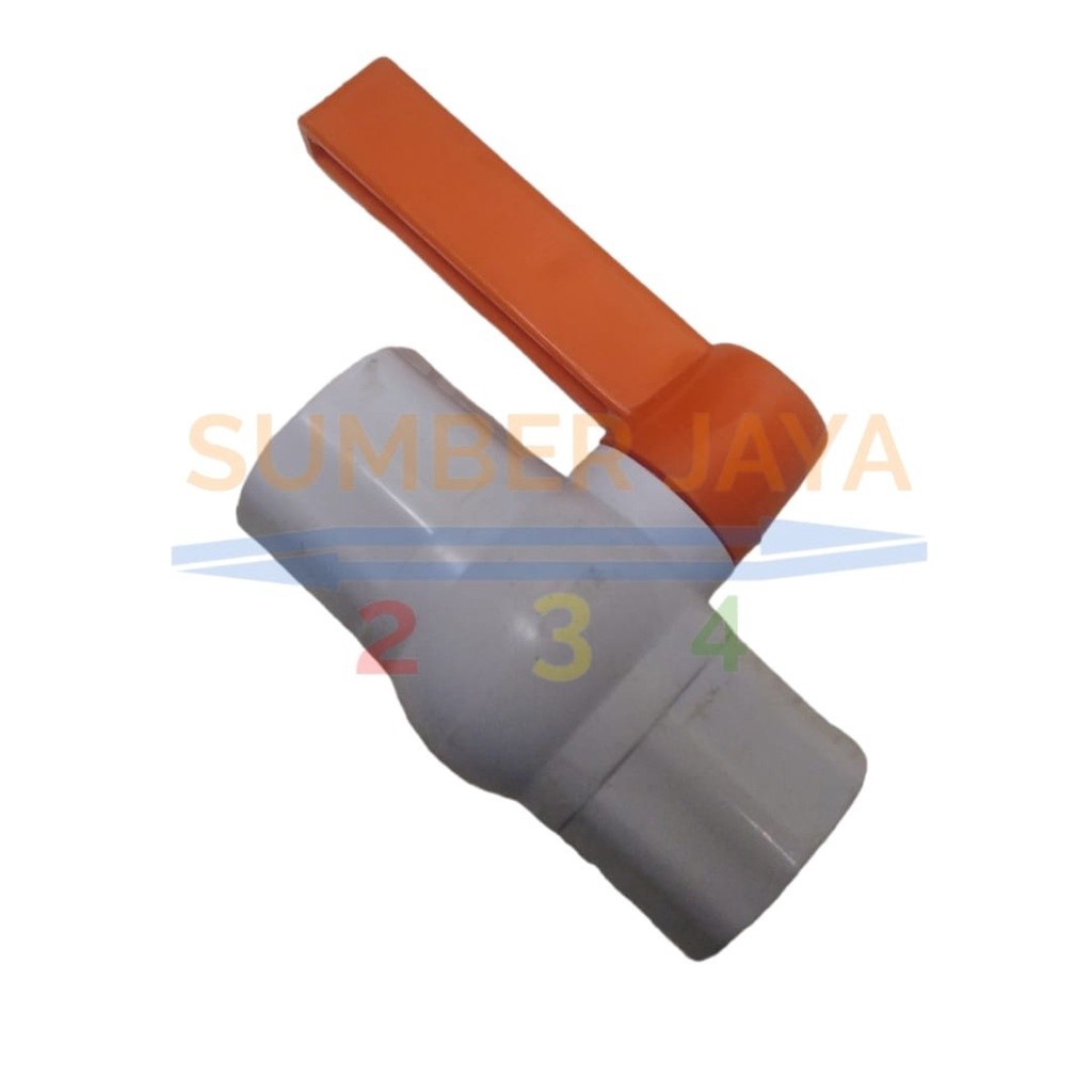 Jual Stop Kran 3/4" Tanpa Drat Dalam Ballvalve 3/4" Putih Gagang Orange ...