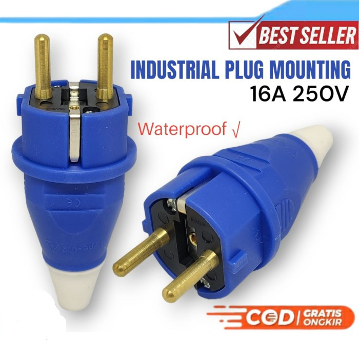 Jual Steker Colokan Mesin Genset 2P 2 Pin 16A 012 Plug Mounting Male ...
