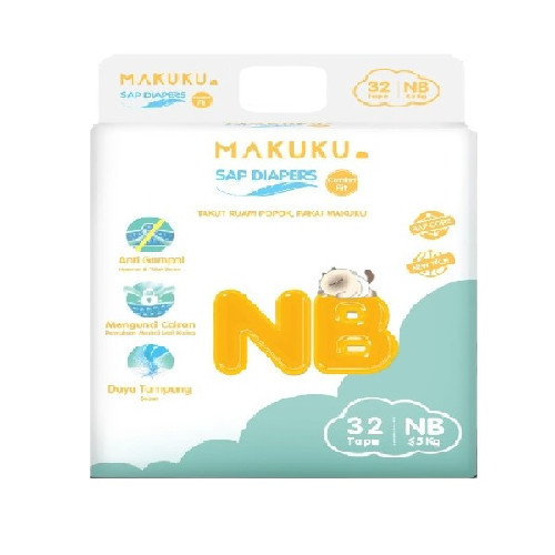 Jual MAKUKU B.DIAPERS CF TAPE 32'S NB | Shopee Indonesia