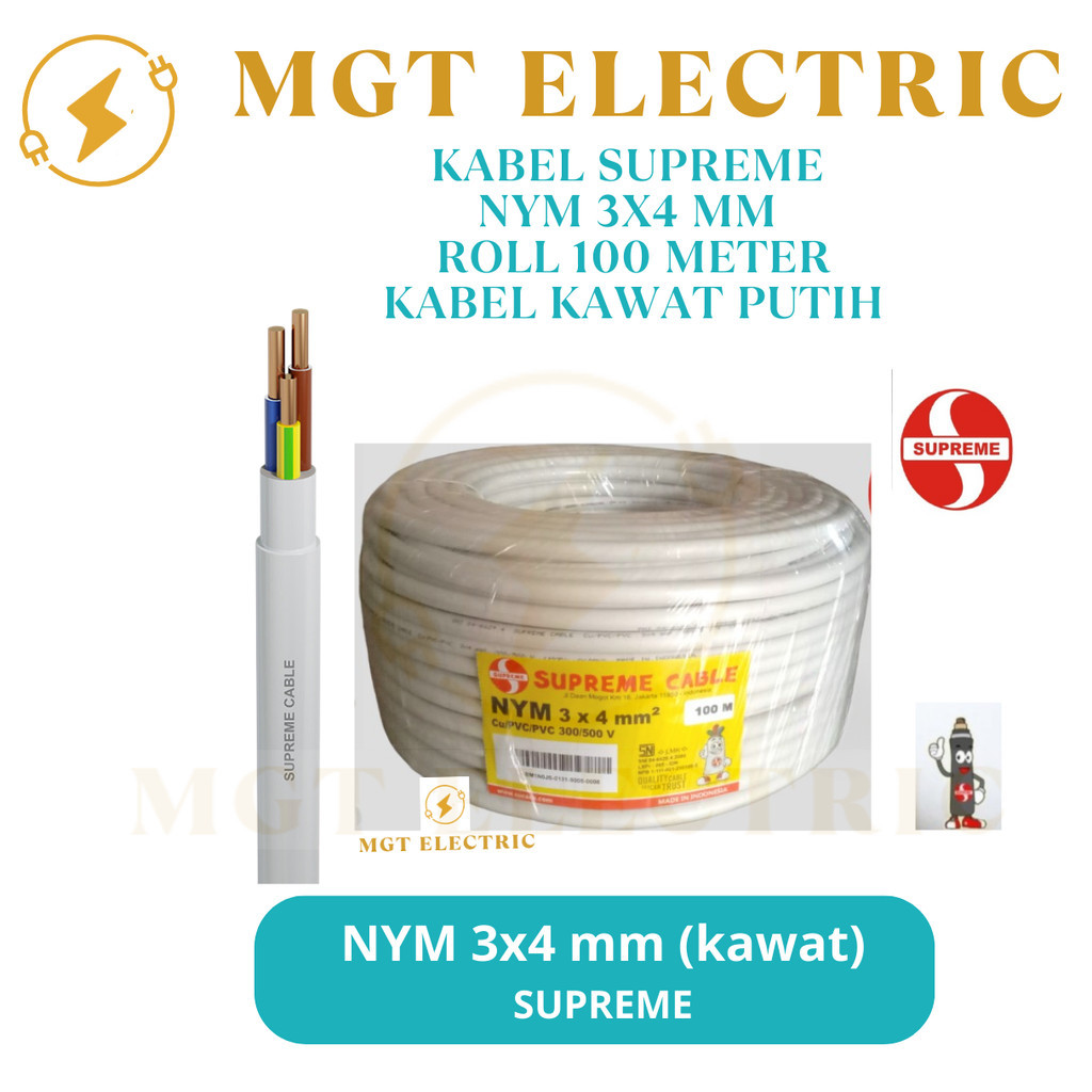 Jual KABEL SUPREME NYM 3X4 MM 100 METER / NYM 3X4 MM 100 METER SUPREME ...