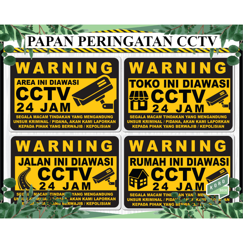 Jual KORODECO Poster atau signboard Perhatian CCTV Siap Pasang + papan ...
