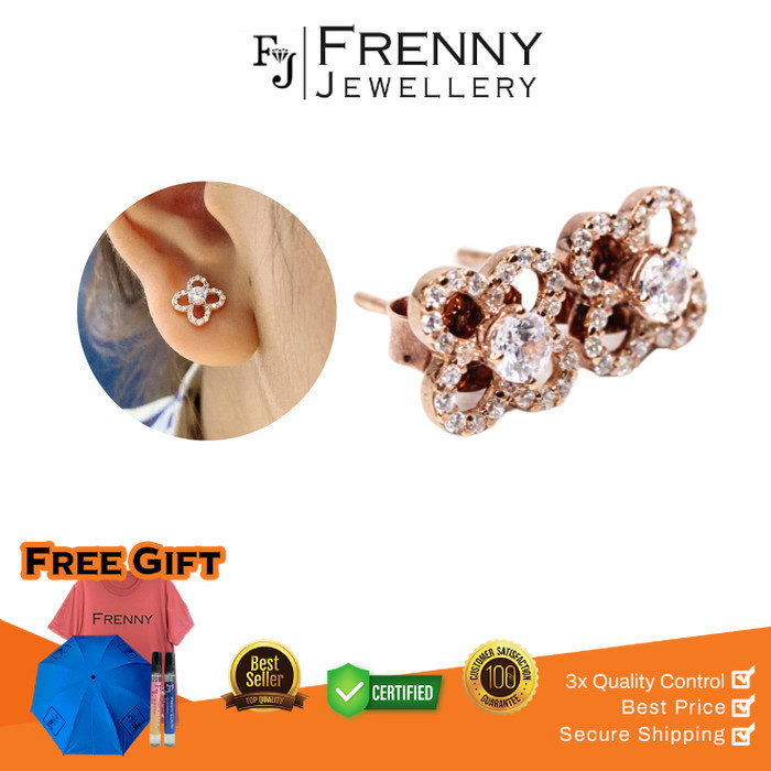 Jual Anting Emas Rose Gold Tusuk Flower Solitaire Mata 17K By Frenny ...