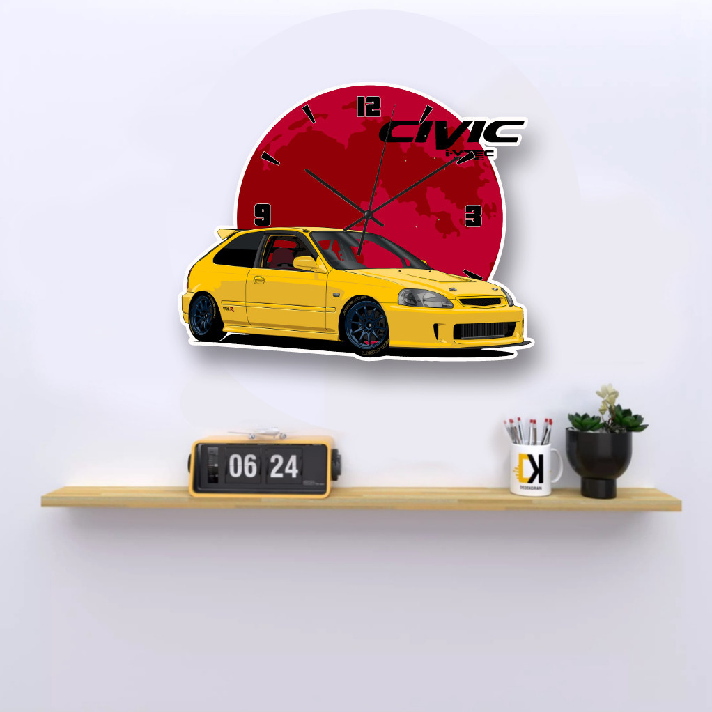 Jual KARIMIKA Jam Dinding Unik Aesthetic LED Gambar Mobil JDM HONDA ...