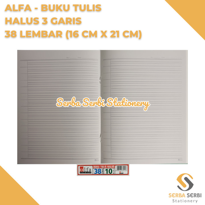 Jual (1 PAK ISI 10 BIJI) ALFA - BUKU TULIS HALUS 3 GARIS ISI 38 LEMBAR ...