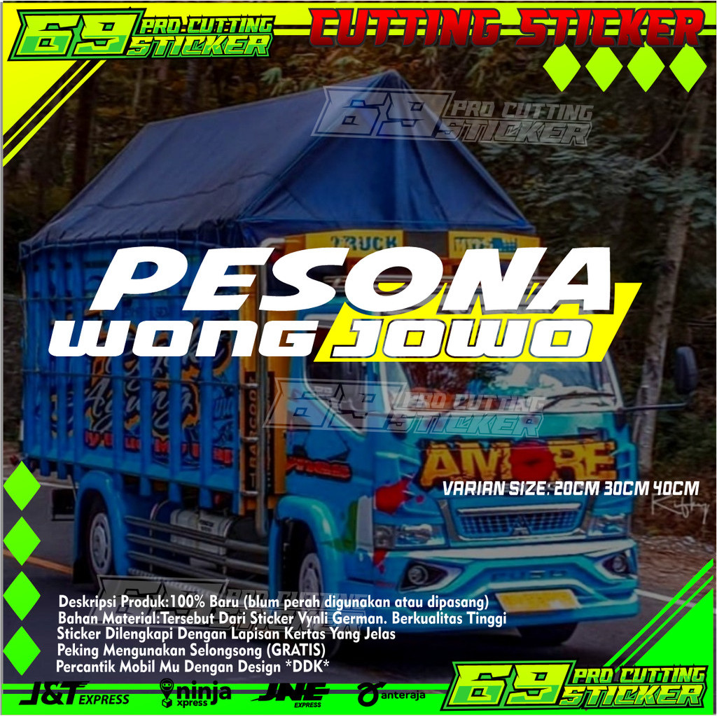 Jual sticker truk pesona wong jowo stiker cutting sticker kaca truk ...