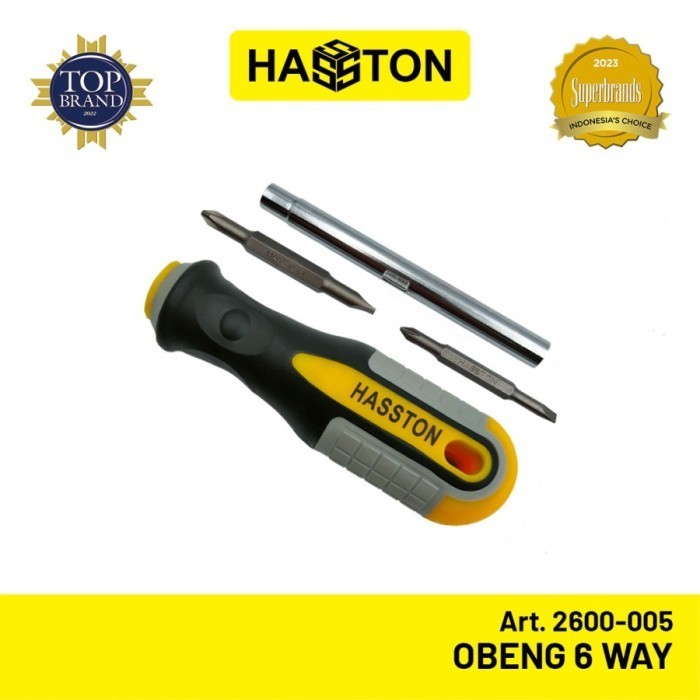Jual Obeng Hasston 6 Way Multifungsi Plus Minus Abu-abu Kuning 2600-005 ...