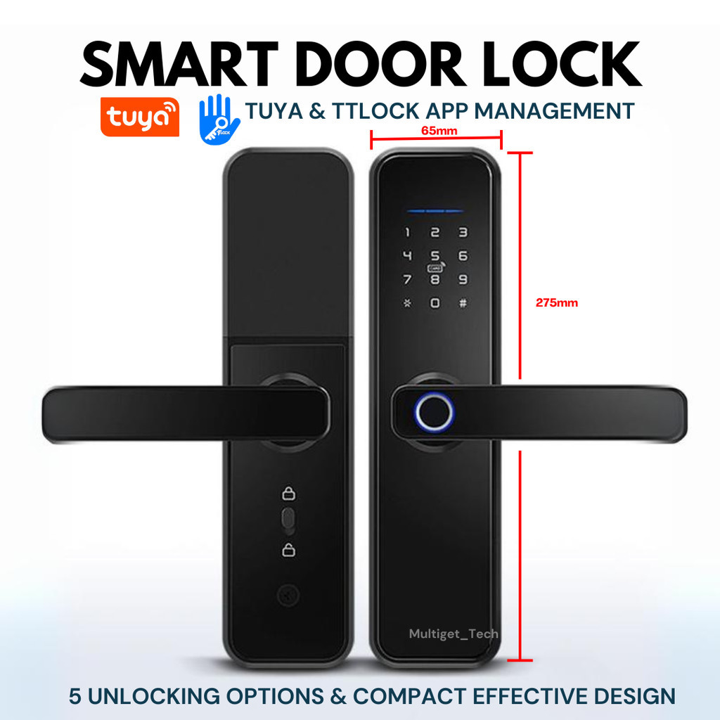 Jual Safety Smart Door Lock Adjustable Handle Remote Management ...