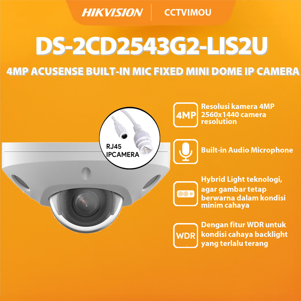Jual HIKVISION DS-2CD2543G2-LIS2U 4MP ACUSENSE SMART HYBRID LIGHT BUILT-IN MIC MICROSD UPTO ...