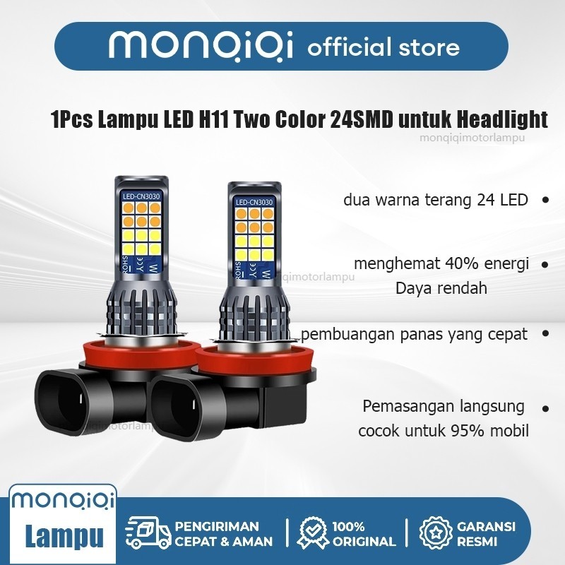 Jual 1Pcs Lampu LED Putih H11 Two Color 24SMD untuk Headlight / Fog lamp Mobil Lampu Depan 3030 ...