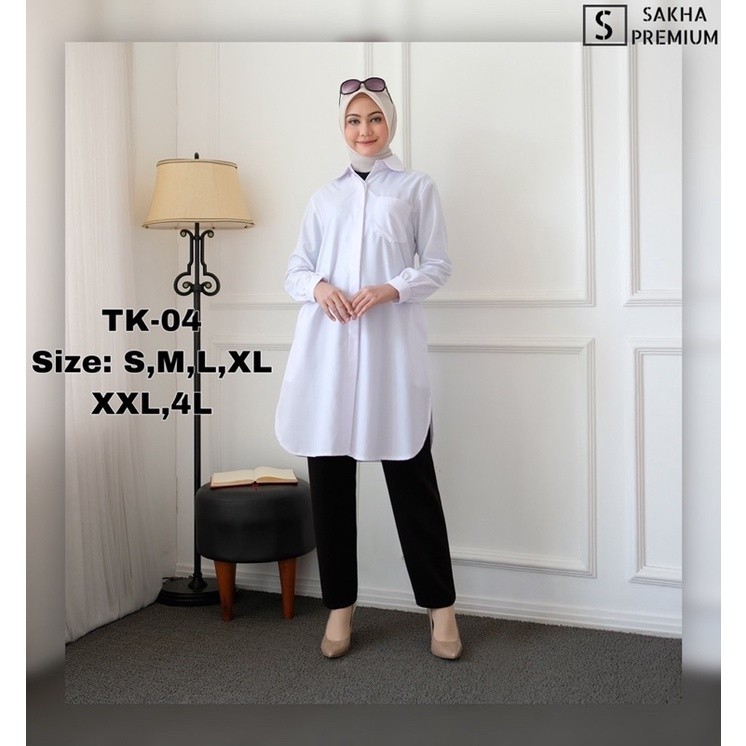 Jual Sakhapremium.id - Tunik Baju Putih Muslim Wanita Atasan Putih Kerja wanita muslim kantor ...
