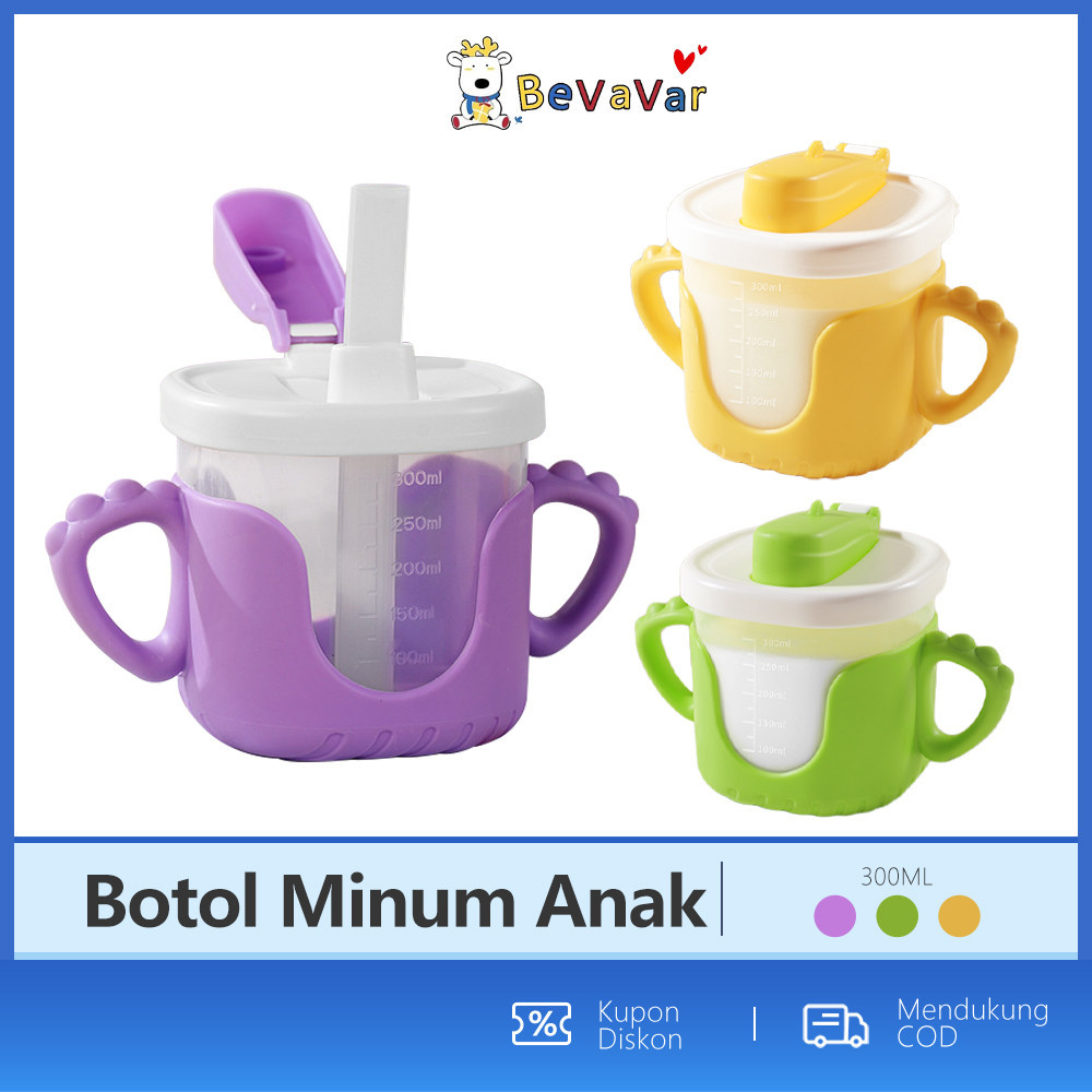 Jual BEVAVAR Straw Training Cup Bayi 300ML Gelas Minum Bayi Silikon ...