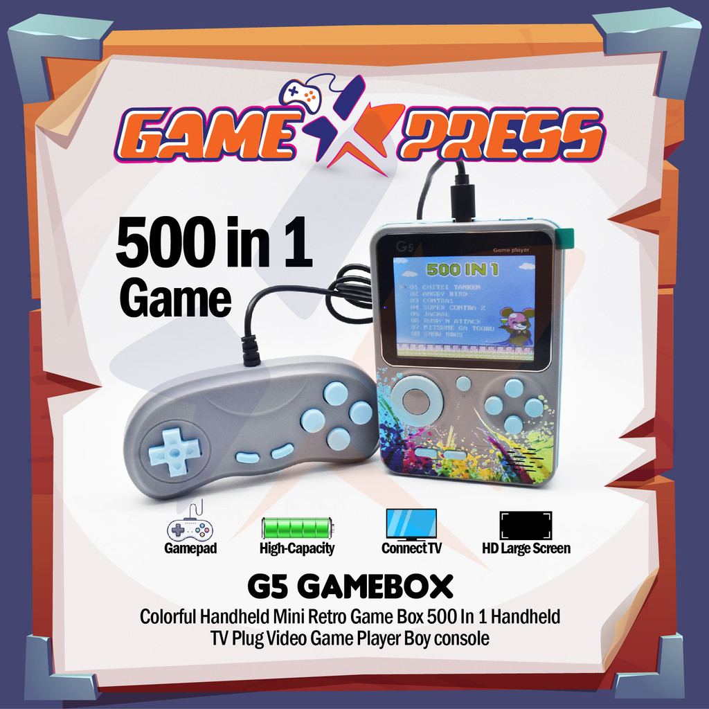 Jual Gameboy isi 500 game in 1 Gamebox G5 Portable Bisa Connect TV ...