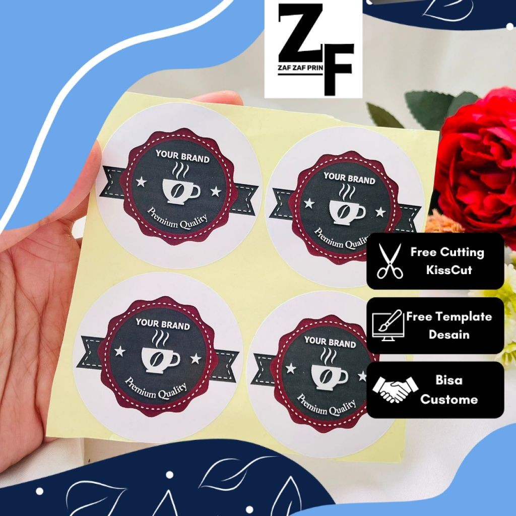 Jual ZAF 2-4 Cetak Sticker Label Minuman Murah Tema Kopi Stiker Kemasan ...