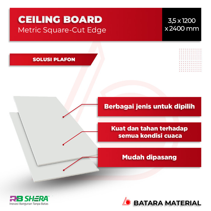 Jual RB Shera Ceiling Board Metric Square-Cut Edge - 3.5x1200x2400mm ...