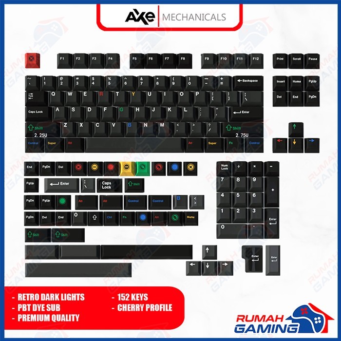 Jual AXE MECHANICALS - Keycap Set - Cherry Profile - Retro Dark Light ...