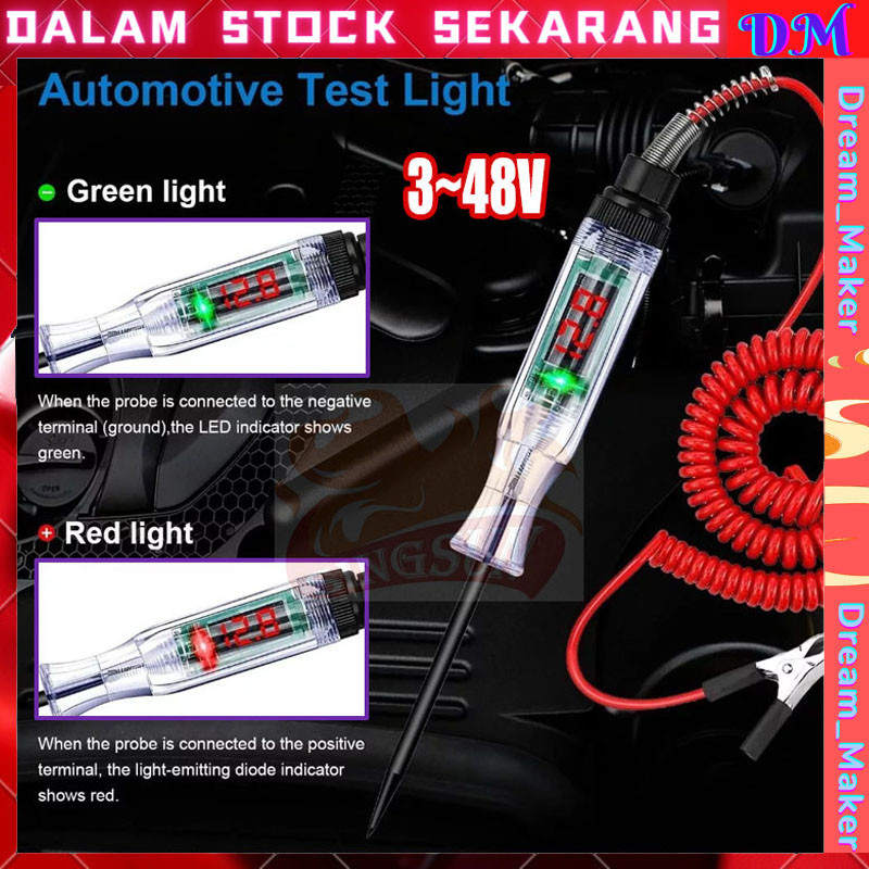 Jual Tespen Digital Dc 3-48V Test Pen Listrik Digital Untuk Mobil Motor ...