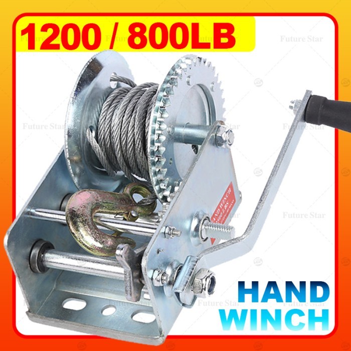 Jual 800lbs 1200lbs Boat Crank Winch / Wire Rope Hand Winch Katrol Mini ...