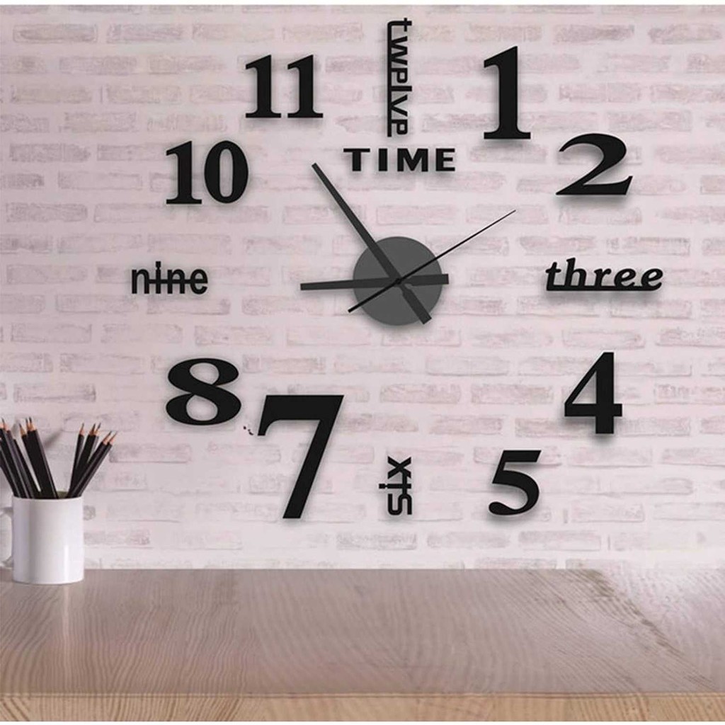 Jual Jam Dinding DIY Giant Wall Clock 50-60cm Model English Word - DIY ...