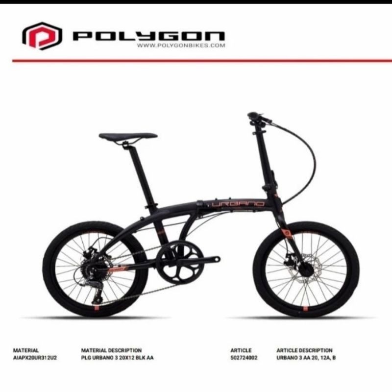Jual sepeda lipat polygon urbano 3 20" | Shopee Indonesia