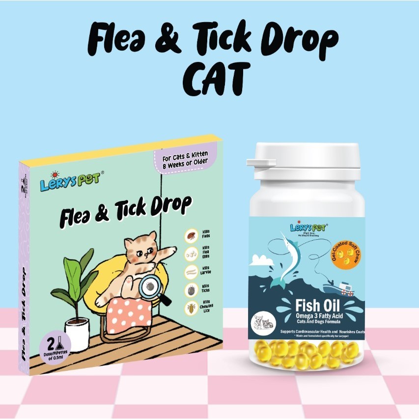 Jual Flea & Tick Drop+Fish Oil | 1 Box | Obat Kutu | All Cat | Lp ...