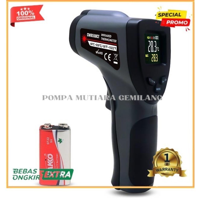 Jual Infrared Thermometer 550 Celsius IR TermoGun 550c Cheerman ...