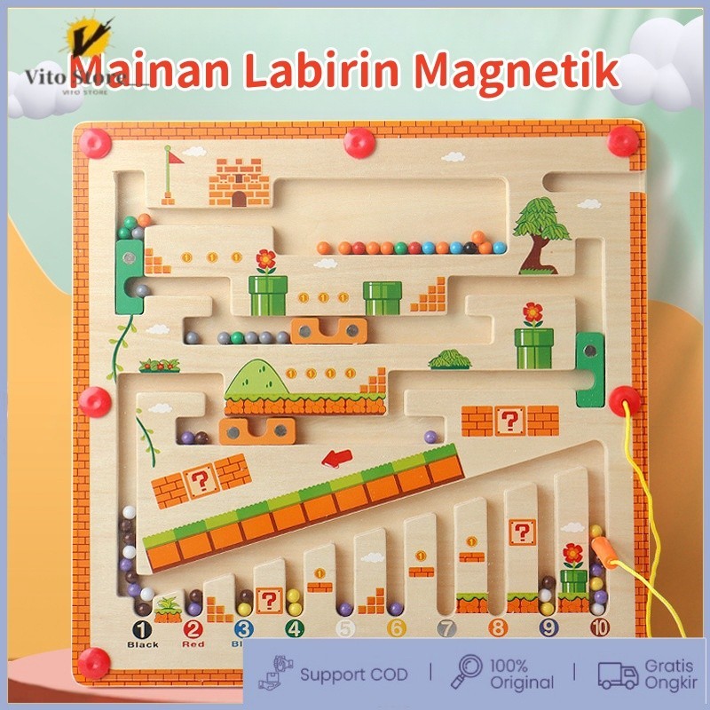 Jual （COD）Labirin Warna Angka Magnetik /Mainan Montessori untuk Usia 3 ...