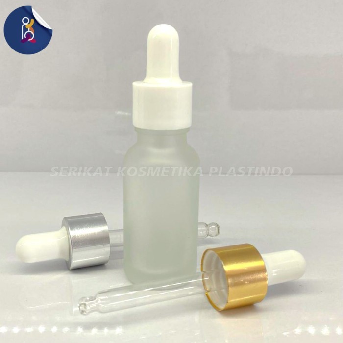 Jual BOTOL KACA FROSTED PIPET SERUM 20ML RING PUTIH GOLD SILVER ...