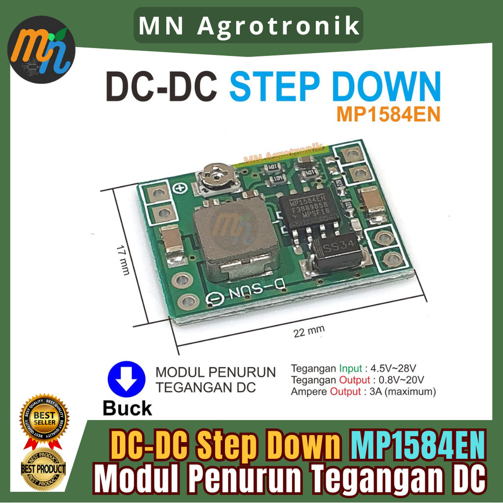 Jual Mini LM2596 3A DC-DC Step-Down Buck Module Adjustable Stepdown MP1584EN | Shopee Indonesia