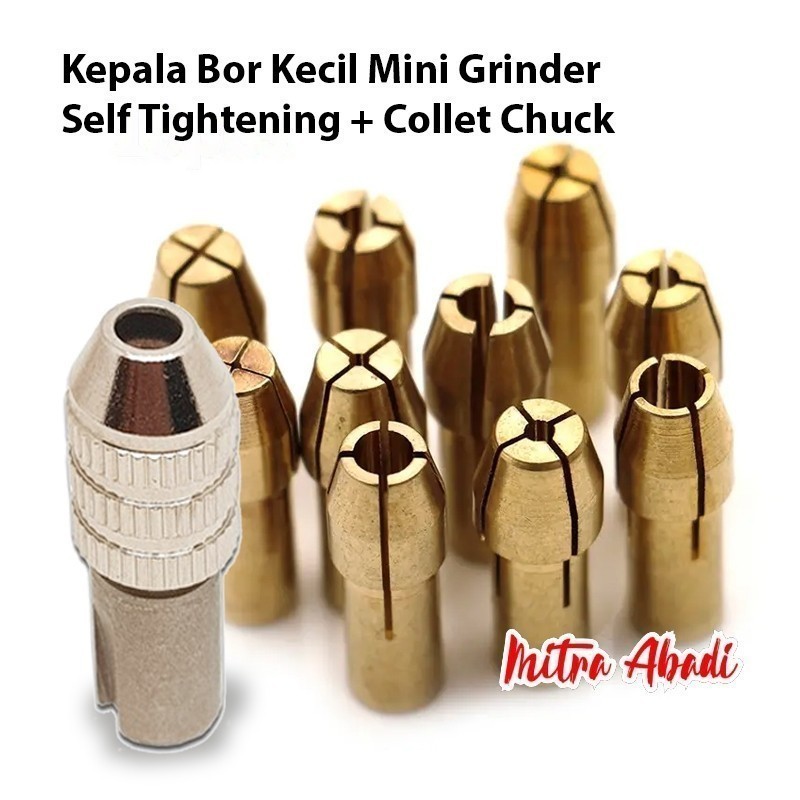 Jual Kepala Bor Mini Kecil Grinder Self Tightening + Adapter Collet ...
