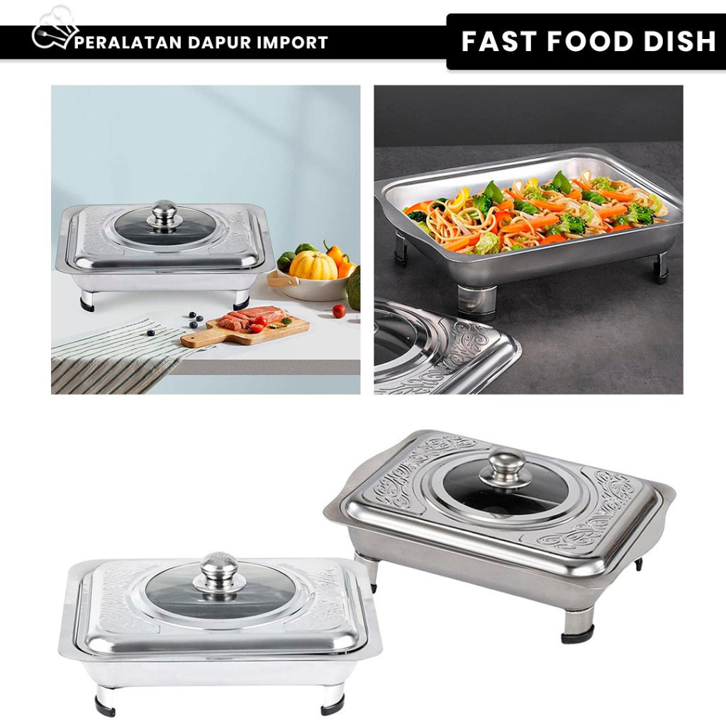 Jual Tempat Makan Saji Panci Prasmanan Fast Food Tutup Kaca - Tudung ...