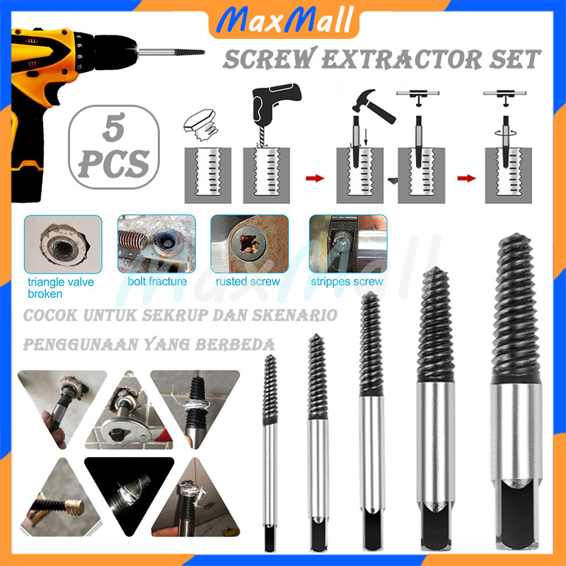 Jual 5PCS/Set Alat Pembuka kran Patah Dalam Pipa Alat Cabut Pipa Broken ...